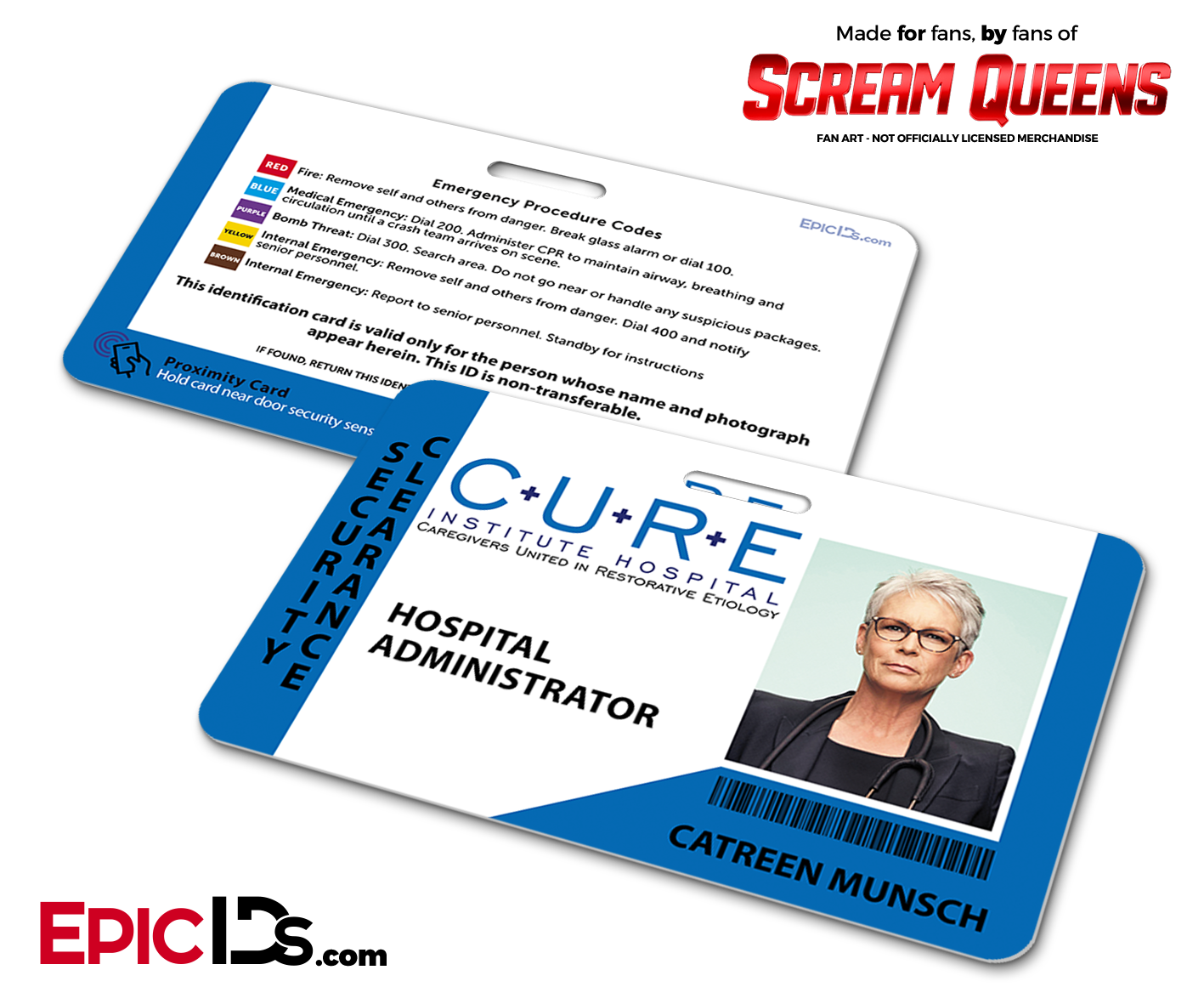 C.U.R.E. 'Scream Queens' Hospital Cosplay Employee ID Name Badge - Cat ...