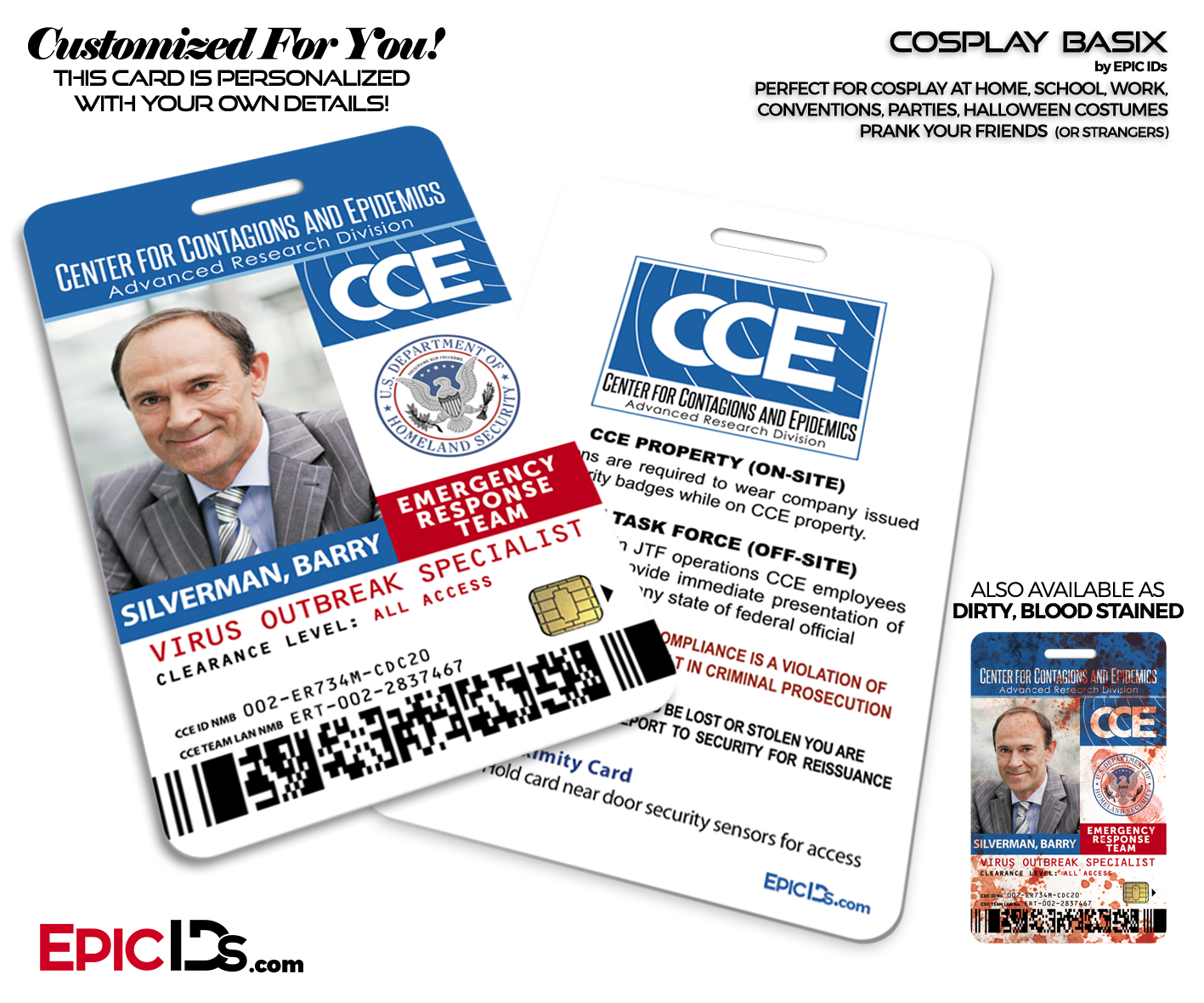 CCE - Center for Contagions and Epidemics CDC Themed Cosplay ID Badge ...