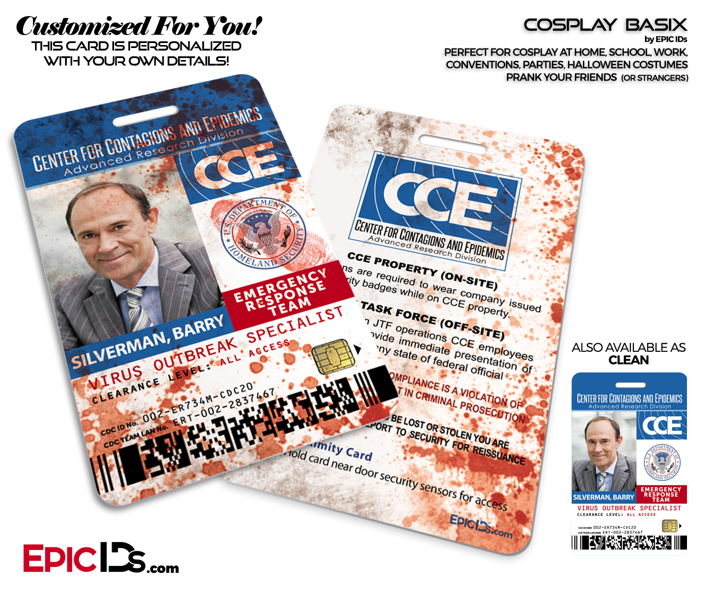 CCE - Center for Contagions and Epidemics CDC Themed Cosplay ID Badge ...