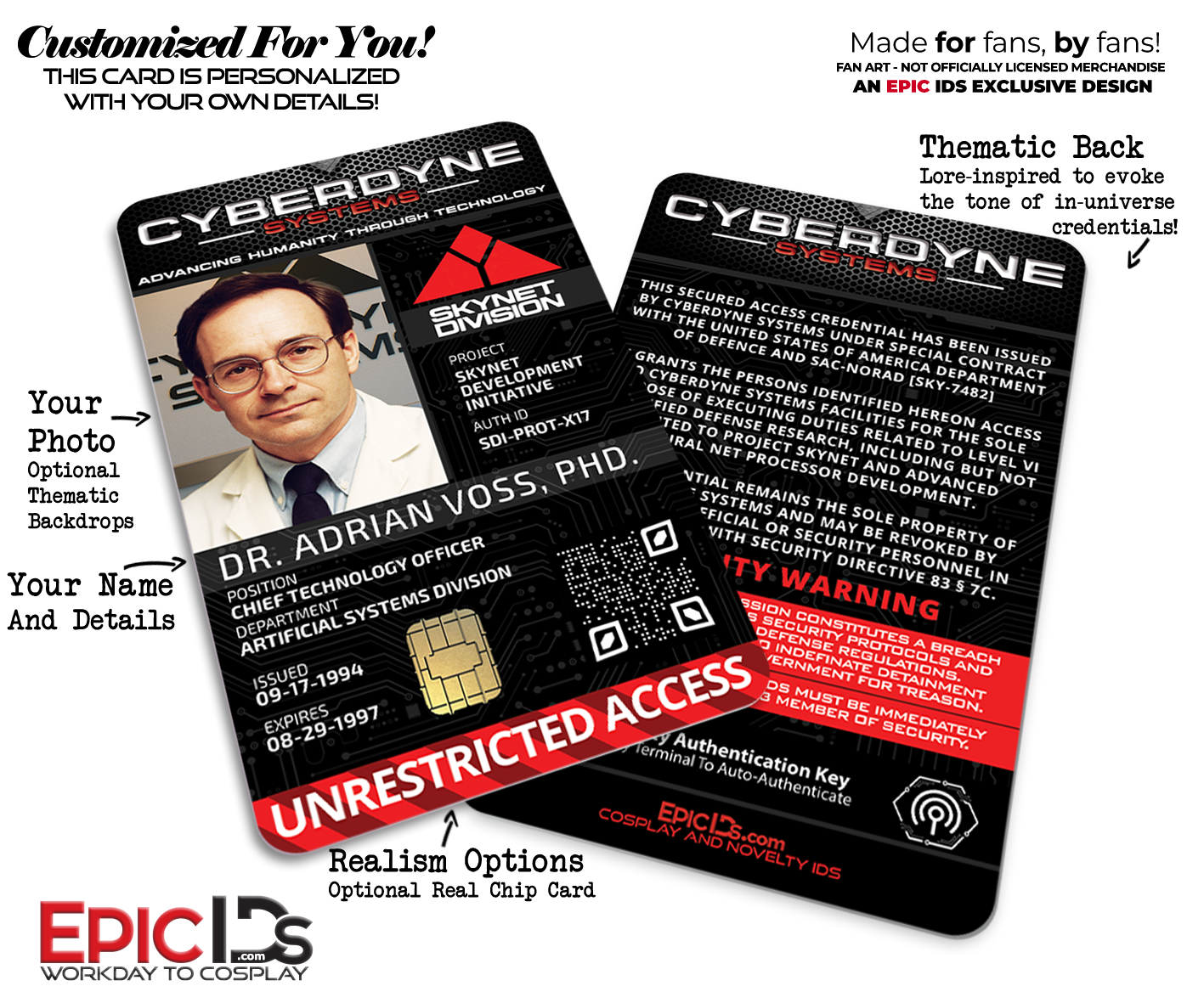Cyberdyne Skynet ID Badge — Personalized Sci-Fi Prop | EpicIDs - Epic IDs