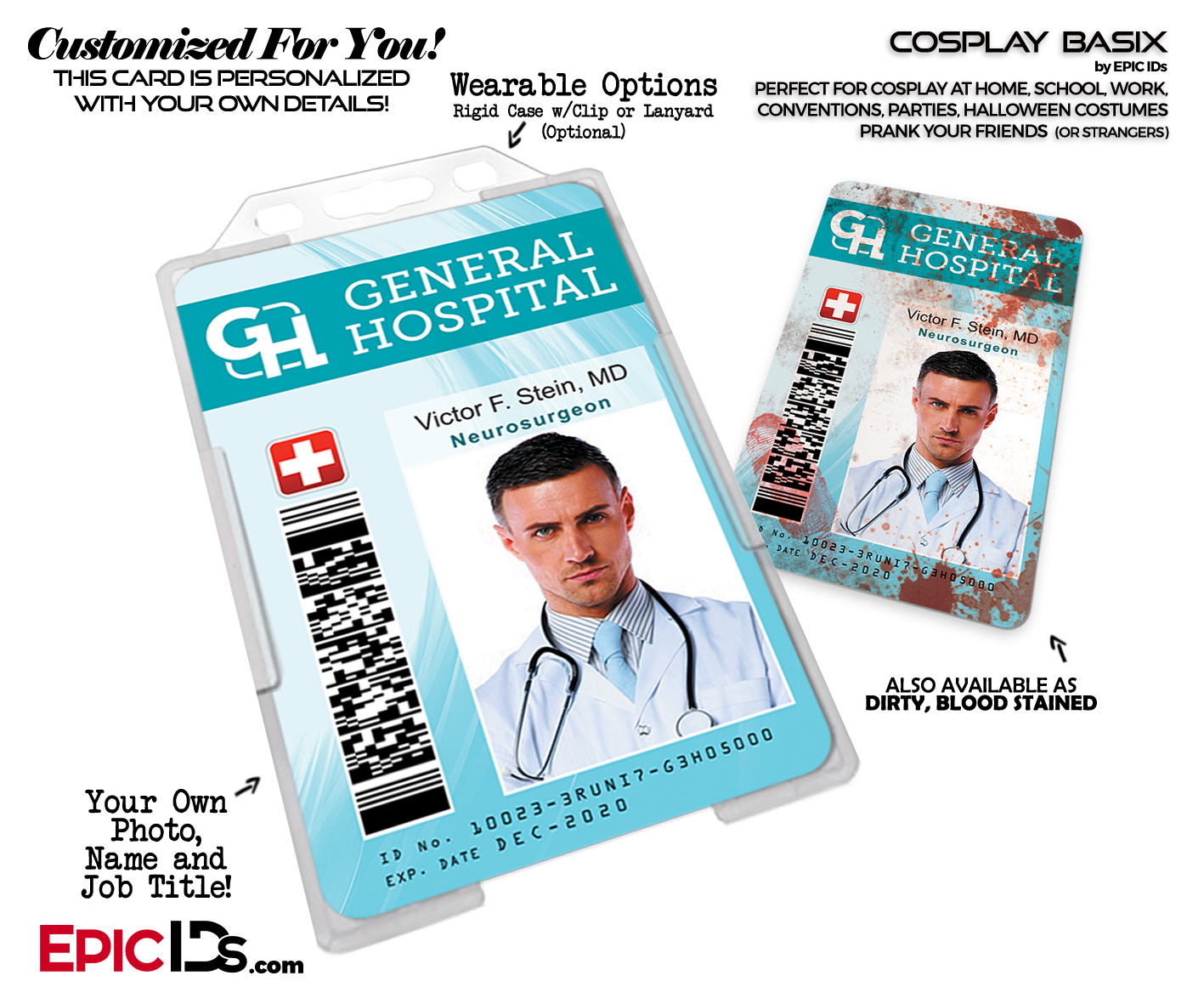 General Hospital Employee Medical / Doctor Themed Cosplay ID Name Badg ...