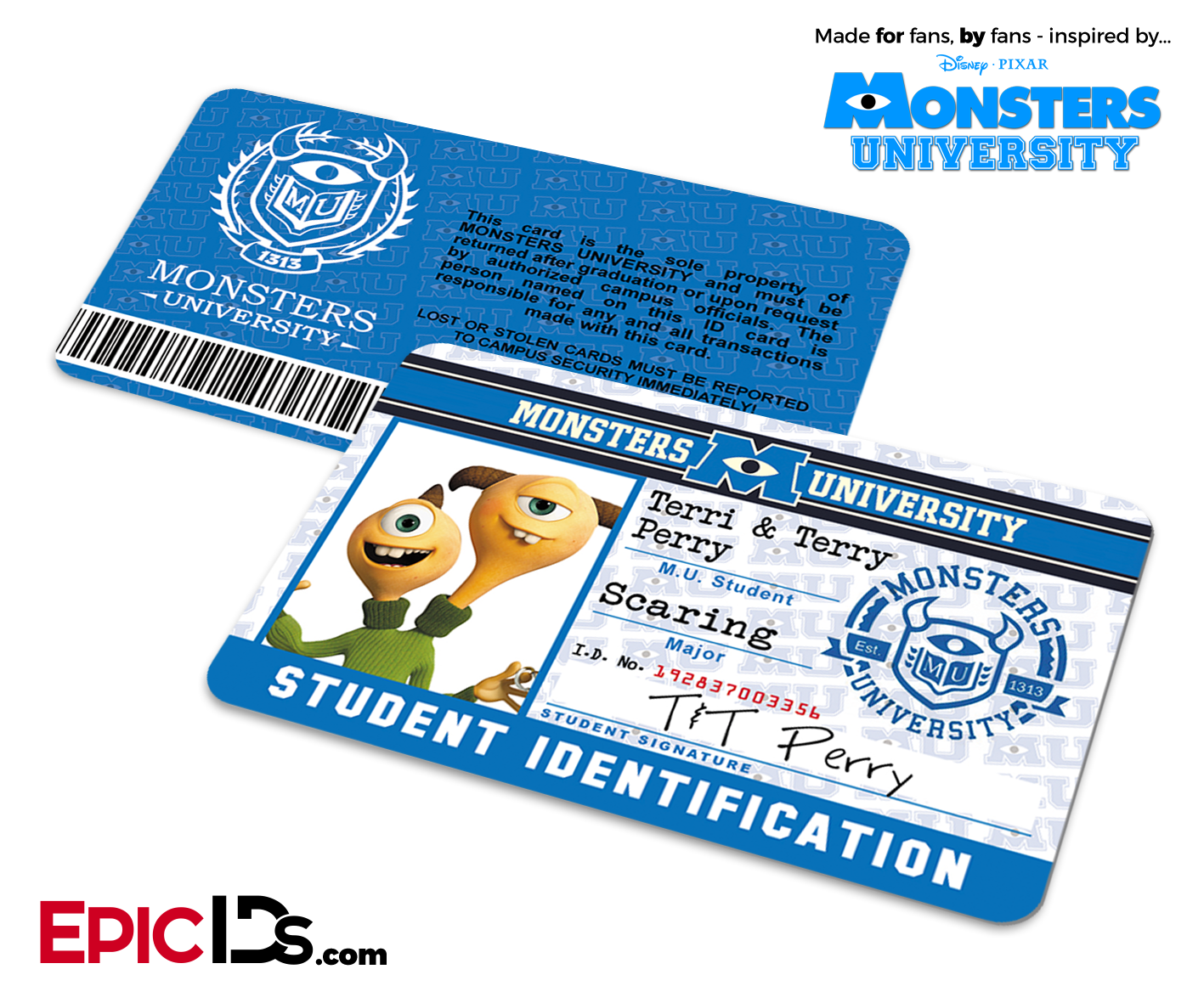 Monsters University Cosplay Student ID Card - Terri/Terry Perry - Epic IDs