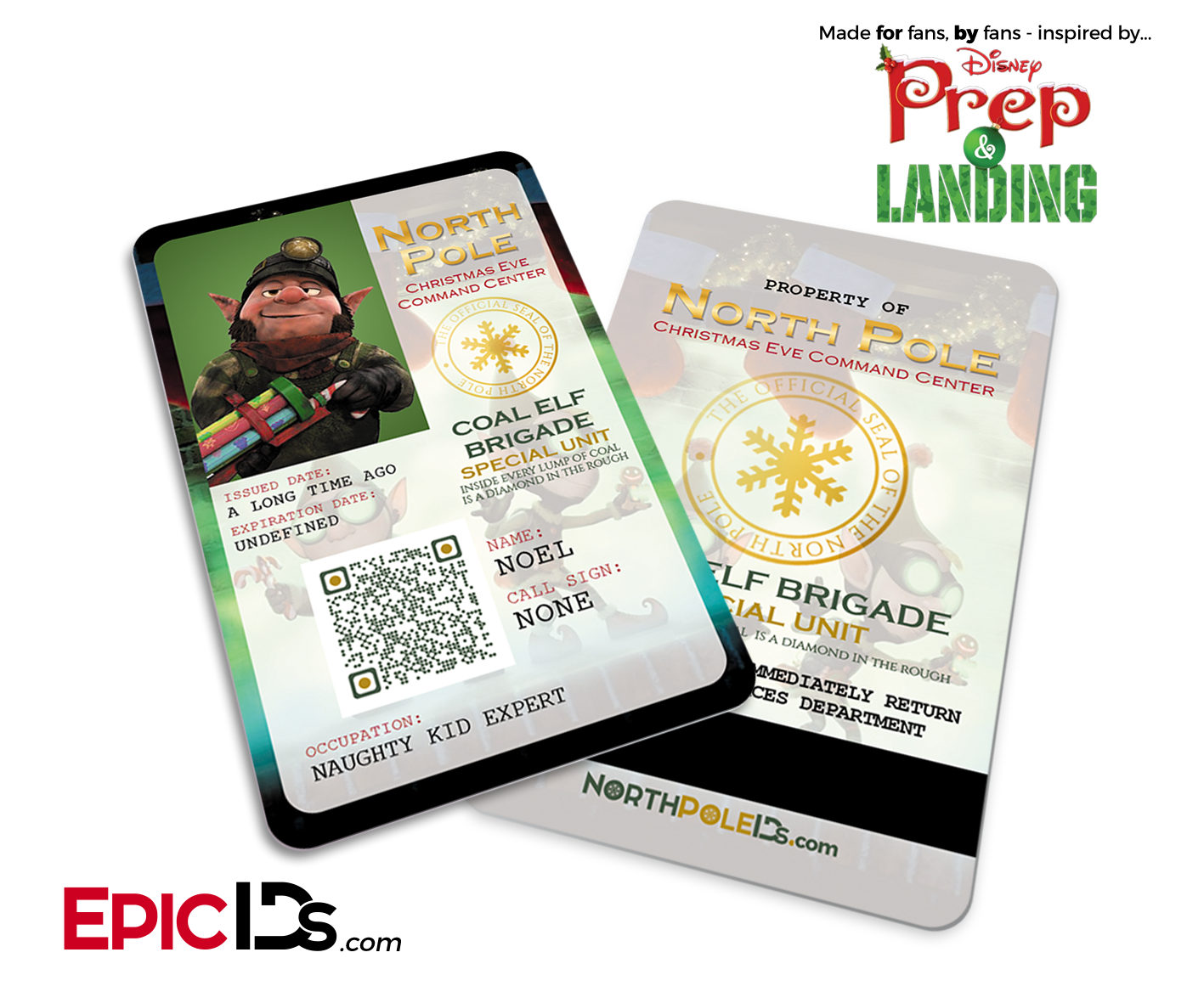 Prep and Landing Inspired "Noel" Coal Elf Brigade ID Badge - Epic IDs
