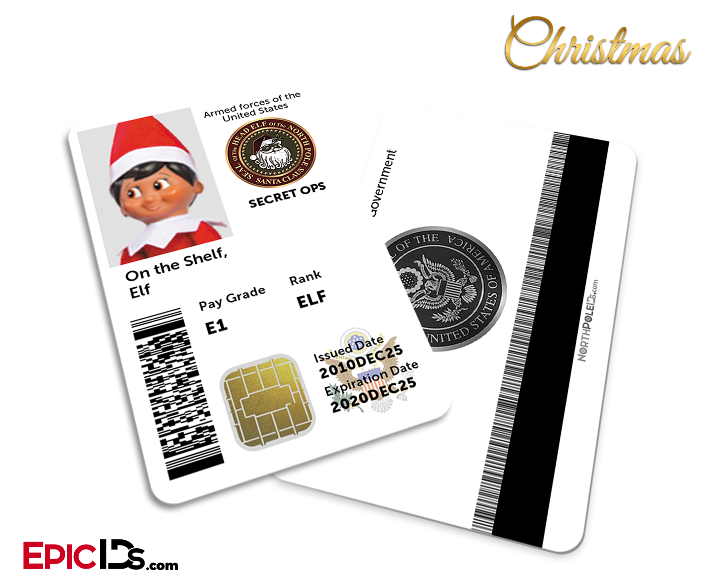 Secret Ops / US Military Santa's Elf ID [Photo Personalized] - Epic IDs