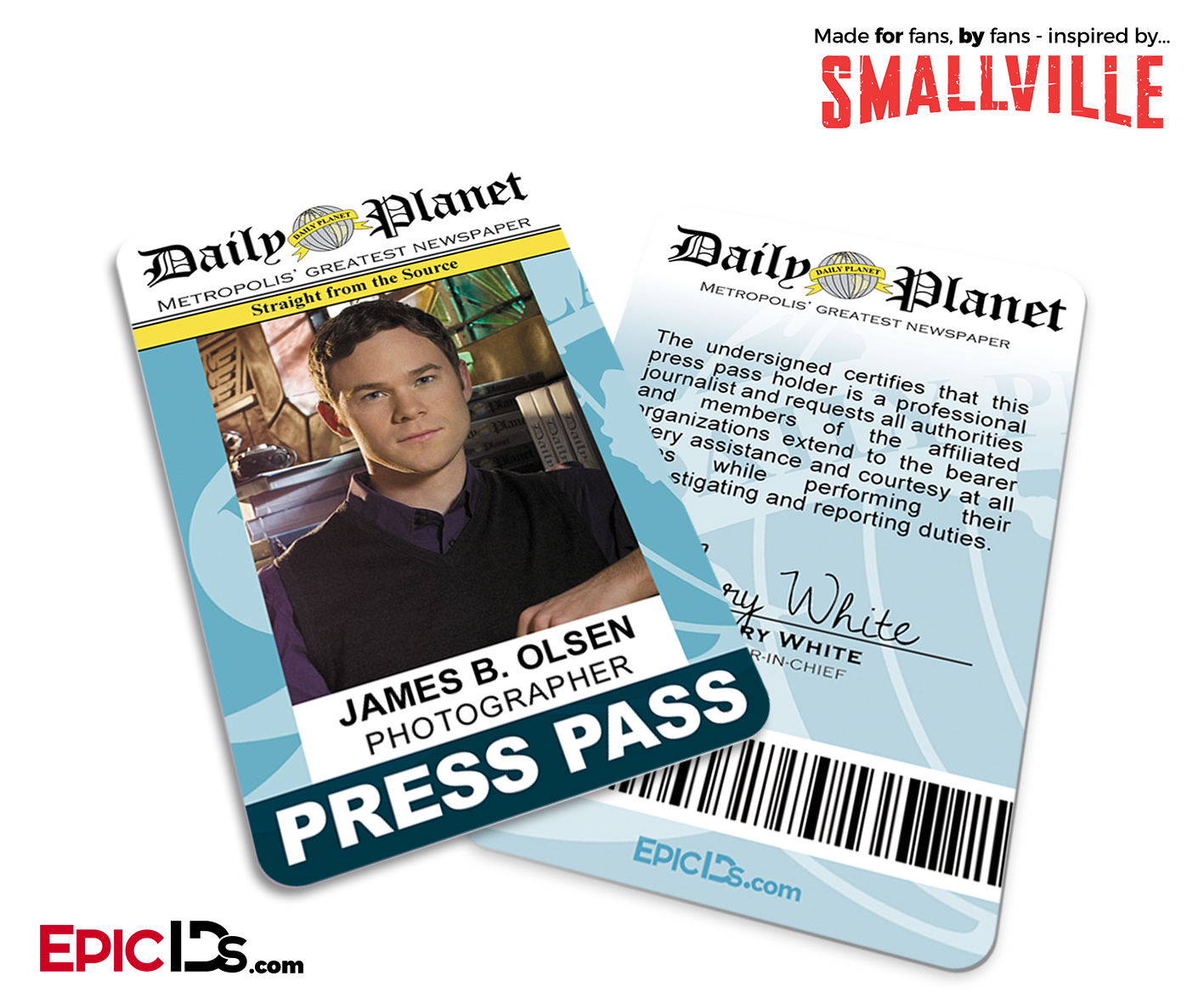 Smallville TV Series Inspired Daily Planet Press Pass - James (Jimmy ...