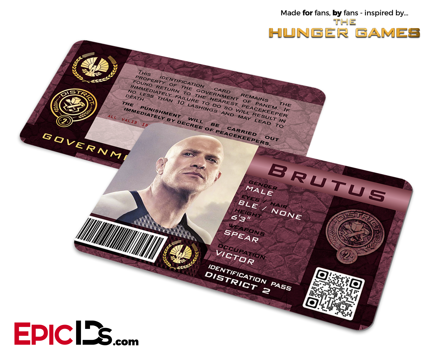 The Hunger Games Inspired Panem District 2 Identification Card - Brutu ...