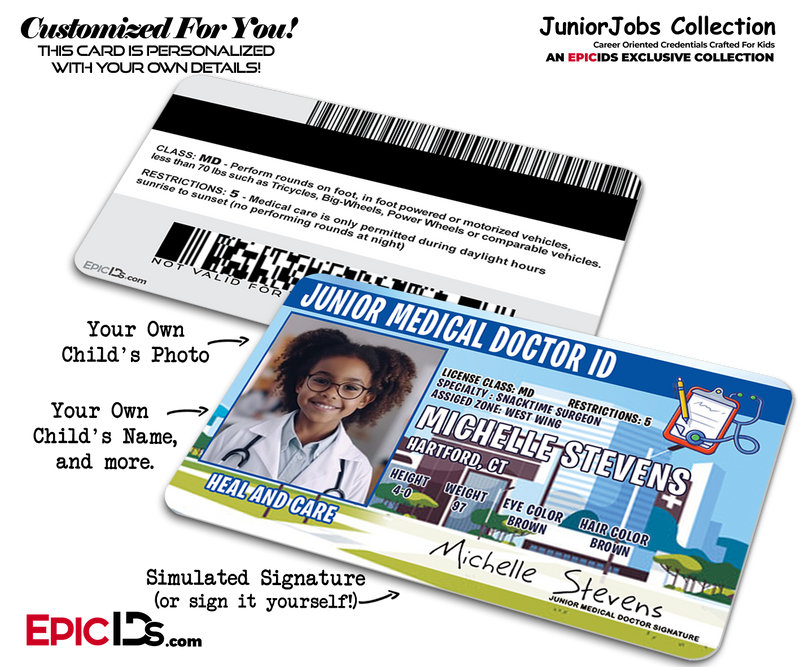 Tiny Task Force™- Junior Medical Doctor ID Card For Kids [Photo Person ...