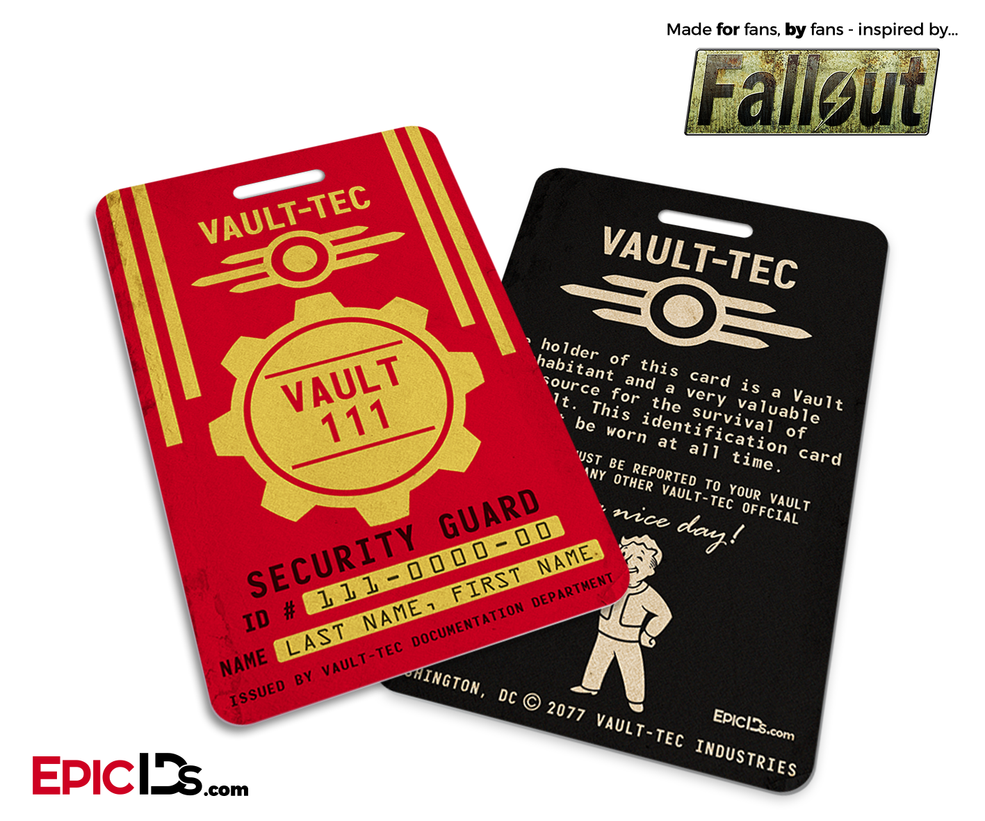 Vault Security Guard 'Fallout' Cosplay Vault ID Badge [Personalized ...